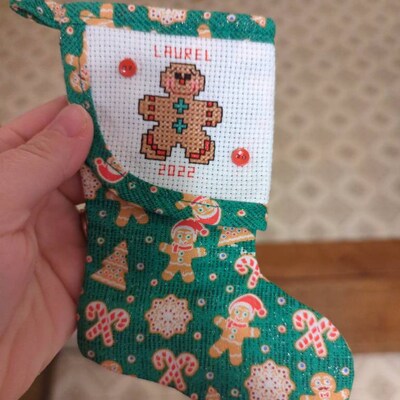 Cross Stitch Button Tree Ornament, Crafty Christmas Decoration, Folk ...