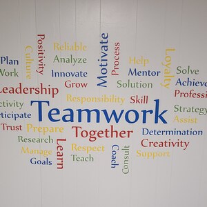 Vinyl Wall Art Decal Teamwork workplace Word Cluster Cloud Business ...