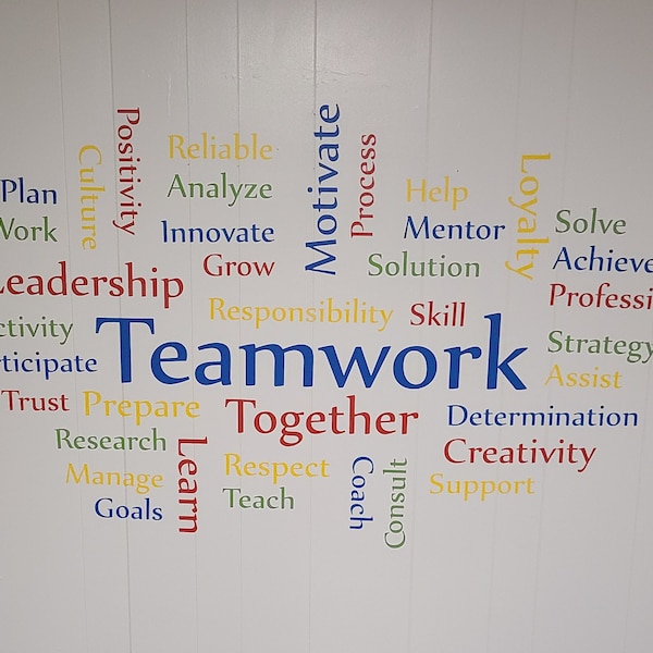 Vinyl Wall Art Decal| Teamwork |workplace Word Cluster Cloud Business ...