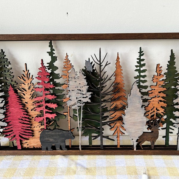 Layered Forest Design for Laser Cutting - 2 Separate Designs 4 Panels ...