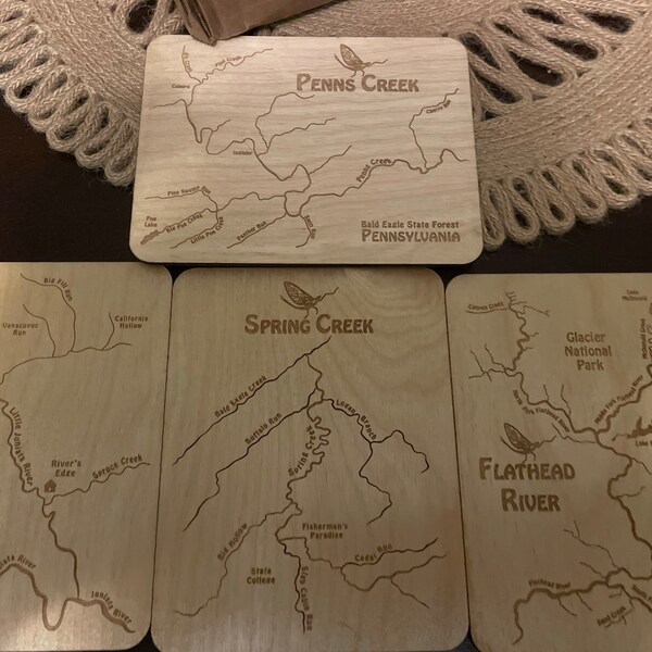 YELLOWSTONE RIVER Map Wildlife Art Poster 16x20. Original Stonefly ...