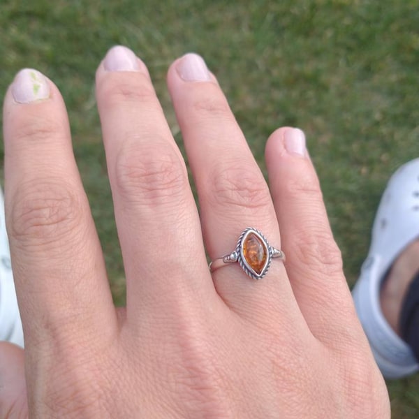 Amber Heart Ring, Arrow and Heart Jewelry, Gift for Girlfriend, Heart ...