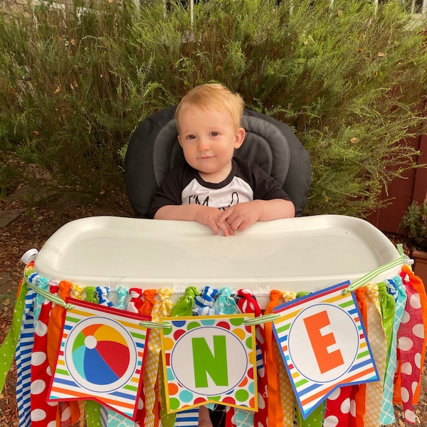 Beach Ball High Chair Fabric Garland, Summer Pool Party Beach Ball ...