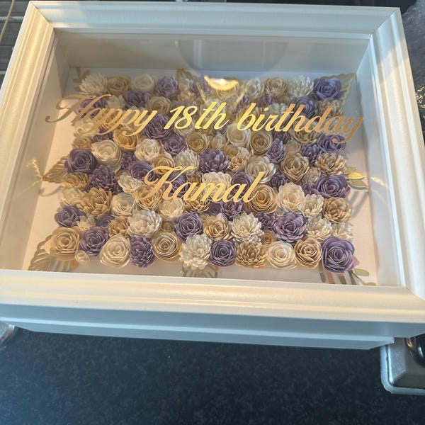Personalised Name Shadow Box Frame | Shadow Box| Handmade Paper Flowers ...