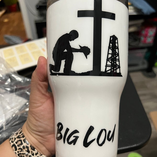 Oilfield Roughneck Rigger Kneeling Praying at Memorial Cross SVG File ...