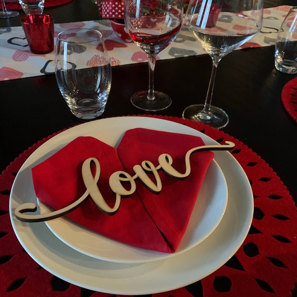 Love Place Cards, Valentine's Day Place Cards, Love Wood Place Cards ...