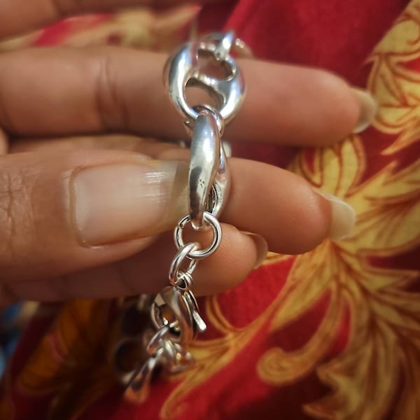 Silver Necklace, Chunky Rolo Chain Necklace, Silver Boho Necklace ...