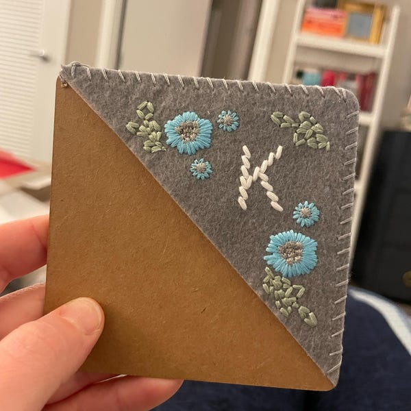 Handmade Embroidered Corner Page Bookmark, A to Z Letters Personalized ...