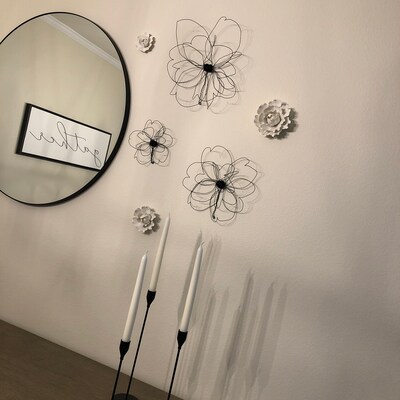 Home Decor, Wire Art, Flower Wall Decor, 3 Wire Flowers and 3 Mesh ...