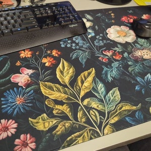 Dark Cottagecore Desk Mat, Floral & Botanical Mouse Pad, Vintage ...