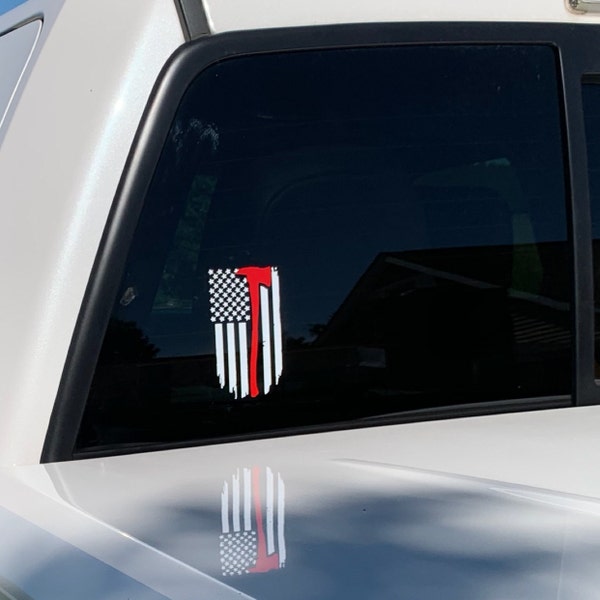 Firemans Axe, Thin Red Line, American Flag, Vinyl Car Decal, Support ...
