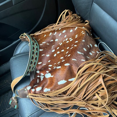 Double Fringe 15x15 Axis Print Cowhide Purse - Etsy