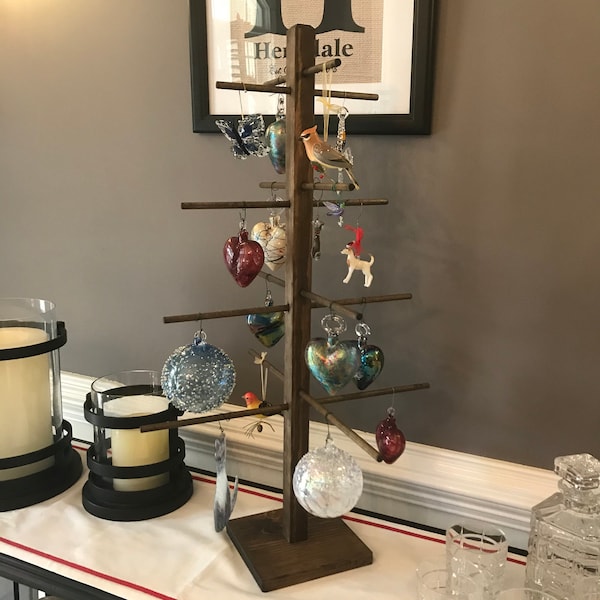 LARGE Rustic Stained Christmas Tree Ornament Holder, Display, Stand ...