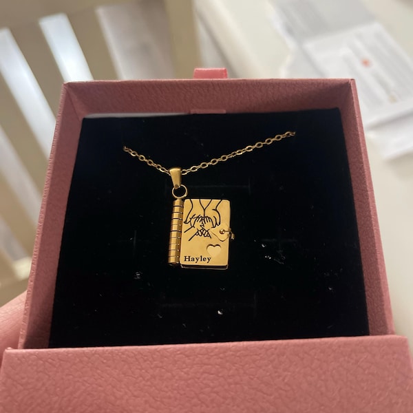 My Daughter Book Necklace – Custom Name Locket With Hand-drawn Cover ...
