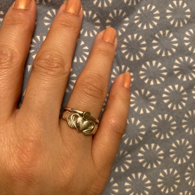 Real Irish Opal Claddagh Ring, Ladies Claddagh With a Beautiful Opal ...