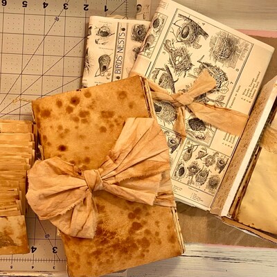 BIRDIE JUNK JOURNAL, Tea Dyed Paper Journal, Coffee Stained Paper ...