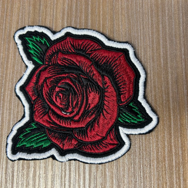 Red Rose Embroidery Design, Rose Patch, Tattoo Style, Instant Download ...