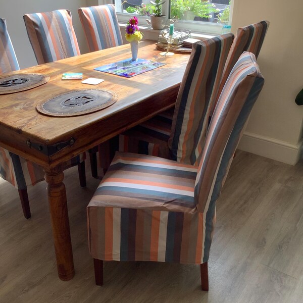 Farmhouse Chair Slipcovers 100% Natural Linen, Custom Chair Covers ...