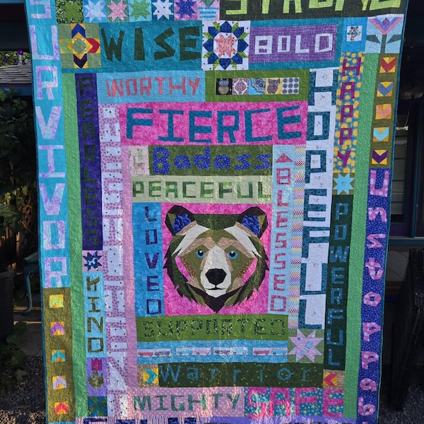 Bear FPP Quilt Pattern: Modern FPP • Animal Patchwork Quilt Block • FPP ...