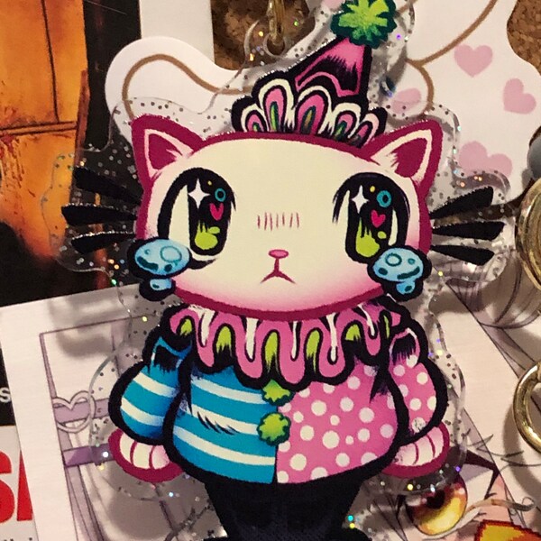 Clown Cat Keychain|clowncore Accessories|clowncore Aesthetic |weirdcore ...