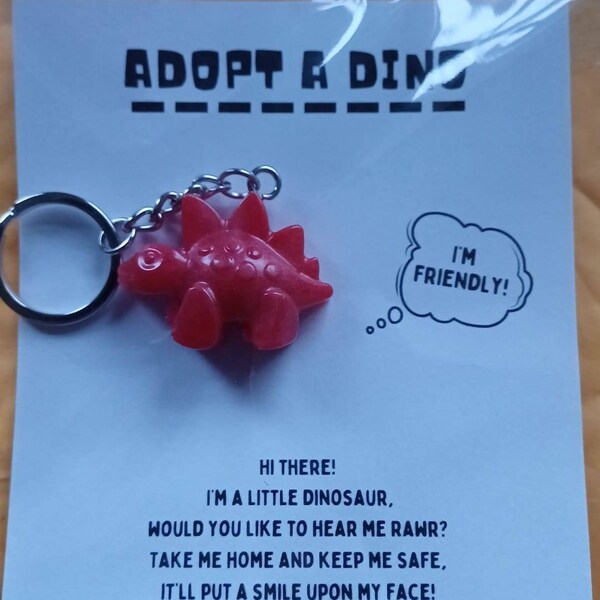 Dinosaur Keyring, Adopt A Dinosaur, Funny Keychain, Triceratops ...