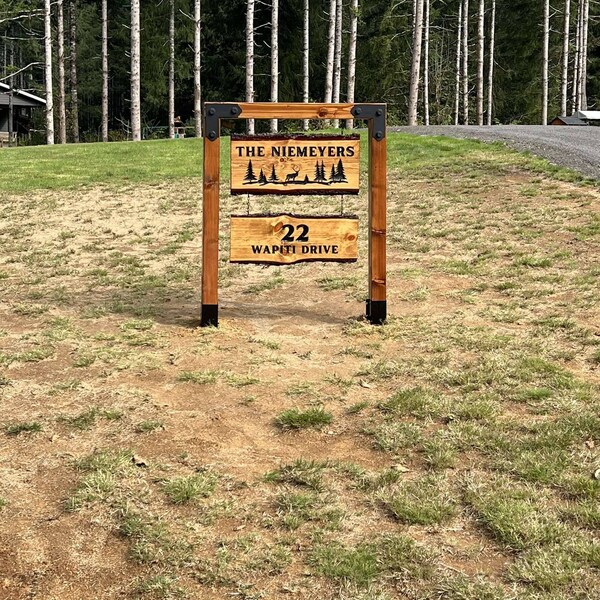 Address Sign Post, Custom Carved Wooden Signs With Sign Post, Home ...