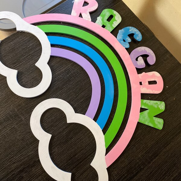 Rainbow Name Sign, Nursery Decor, Personalized Wood Sign, Wooden Name ...