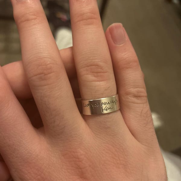 Custom Handwriting Ring • Wide Handwriting Band in Sterling Silver ...
