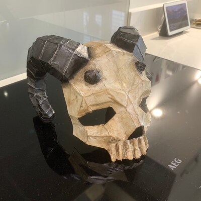 Papercraft 3D HORNED SKULL Half MASK 2 Halloween Demon Pepakura Kinky ...