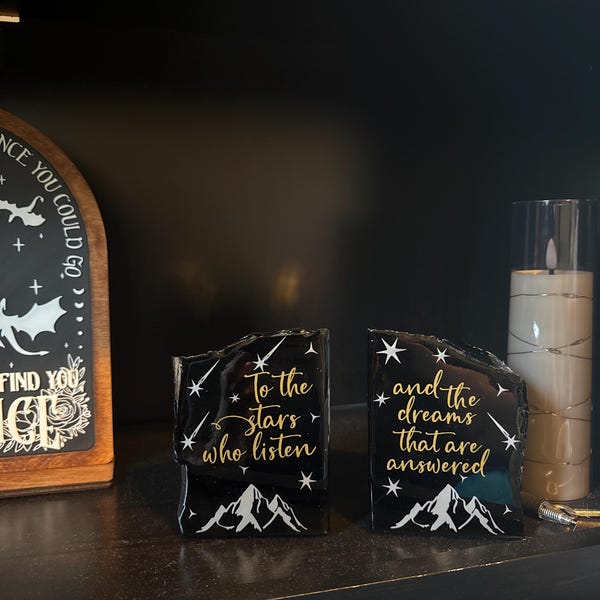 Pre- Order - Obsidian Bookends - Book Quote Bookends - Throne of Glass ...