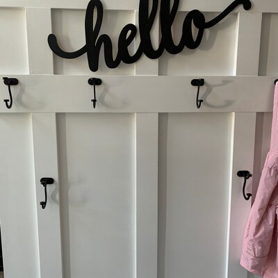 Hello Script Word Wood Sign, Wooden Words, Sign Art, Rustic Cursive ...