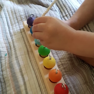 Color Sorting, Wooden Rainbow Toy Mushrooms on a Fishing Rod, Rainbow ...