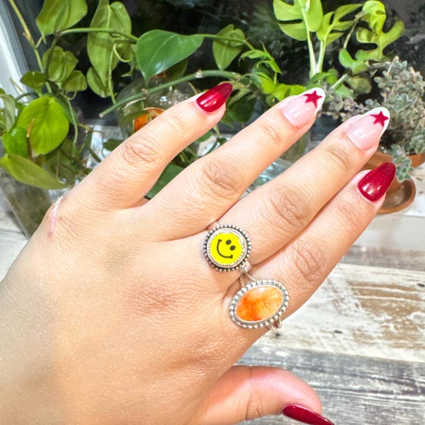Smiley Face Ring - Etsy