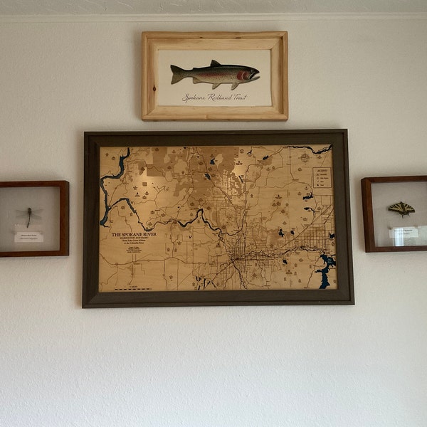 Spokane River Map, Custom Wood Map, 3D Wall Art, Contour Map Lake House ...