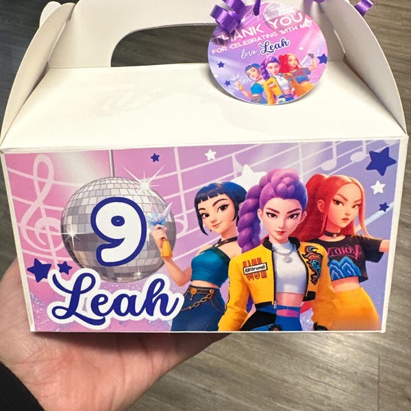Kpop Demon Hunter Gable Box Label, Huntrix Favor Bag Label, Demon ...