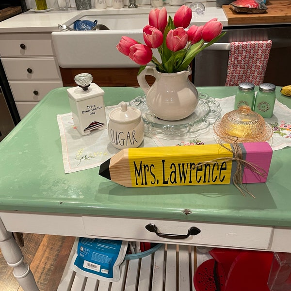 Teacher Gift Wooden Pencil, Classroom Desk Decor, Rustic Pencil ...