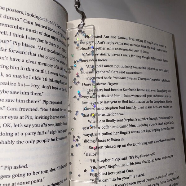Resin and Glitter Bookmark, Reflective Stars, Transparent Marker ...