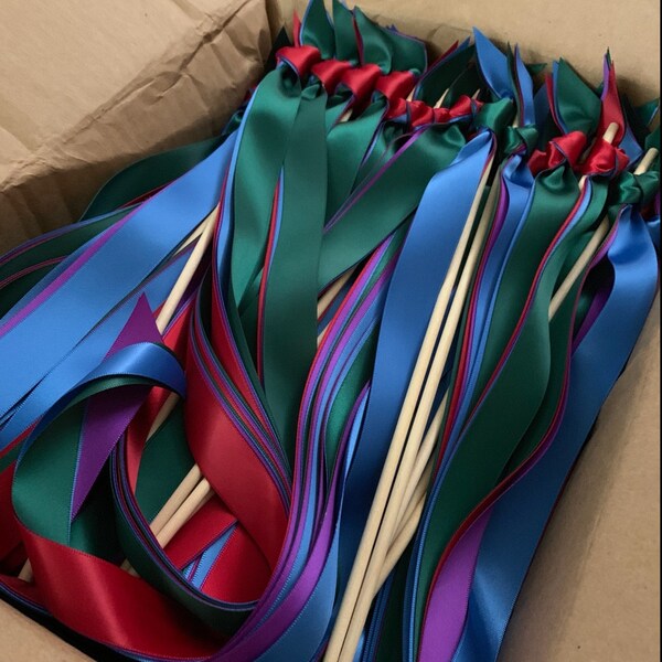 100 Ribbon Wands Send off Ideas Ceremony Exit Wedding Ribbon Favors ...