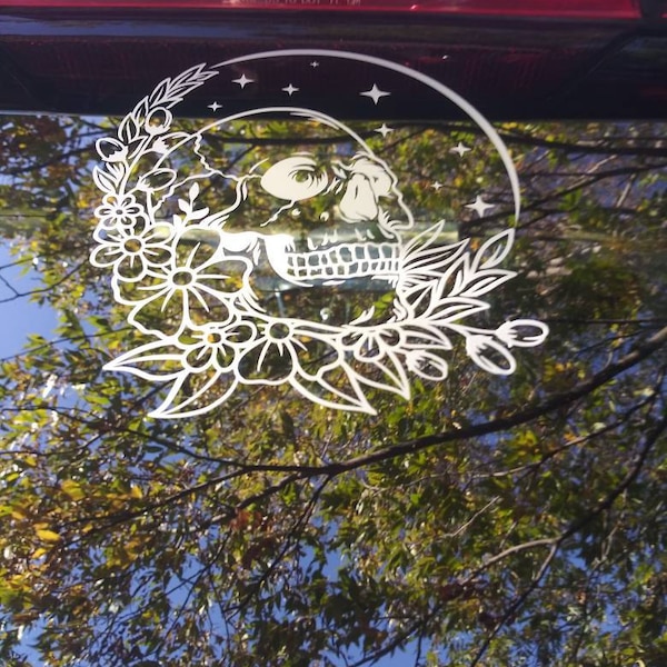 Skull and Roses Skeleton Decal Sticker for Cars, Laptop, Vehicle ...