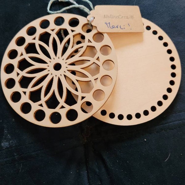 Round Wooden Base Customized With Mandala Drawing Flowers, 6 Inch Base ...