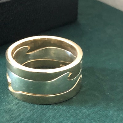 10 Mm Wide Jigsaw Puzzle Ring, Solid Two Tone Gold - Etsy UK