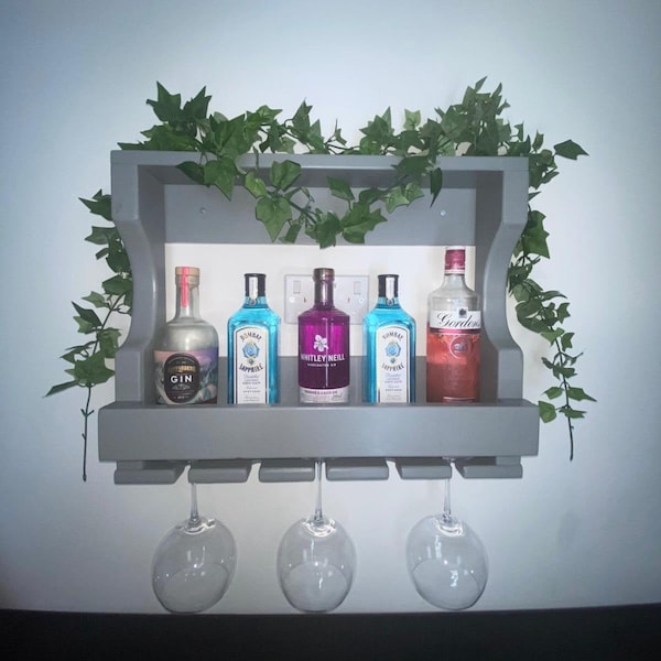 Gin Racks,winerack,handcraft- Wine Wall Mounted/bar Shelf/gin Bar/black ...