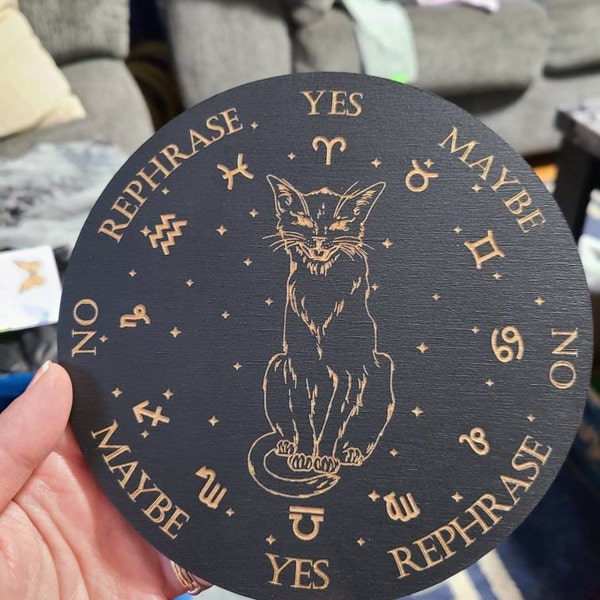 Black Cat Wood Pendulum Board | Laser Engraved | Divination | Scrying ...