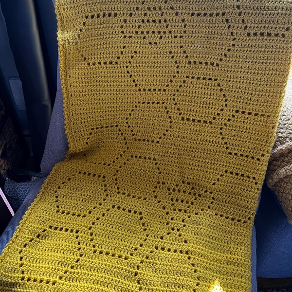 Filet Crochet Blanket Pattern Cancer Awareness Ribbon Blanket Crochet ...