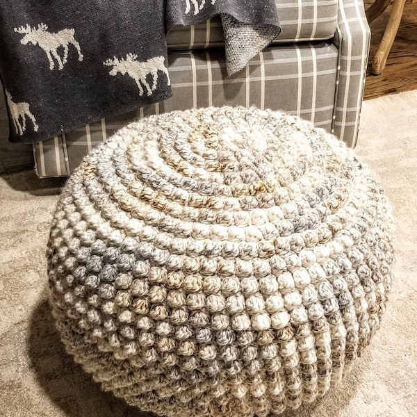 CROCHET PATTERN Bobbles Pouf Video Tutorial Diy Tutorial Crochet Pouf ...