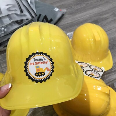 Personalized Plastic Construction Party Hats Construction - Etsy