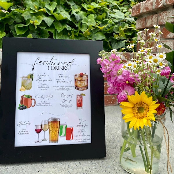 Featured Signature Drink Sign Bar Menu Template Minimalist Printable ...