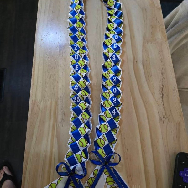 Personalized Softball Graduation Lei, Custom Ribbon Lei, Senior Night ...