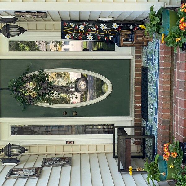 Welcome Porch Sign. Porch Leaner With Flowers. Tall Porch Sign. Country ...