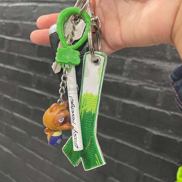 Calcifer Embroidered Tag Keychain Jet Tag Keyring Happy Fire Bacon With ...